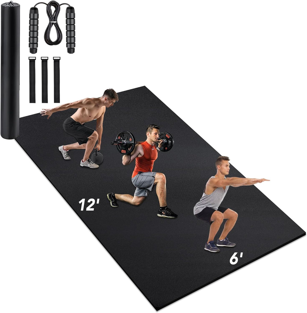 Large Exercise Mat - Rengue 8'x6'/12'x6' Exercise Mat Thick 7mm, Extra ...