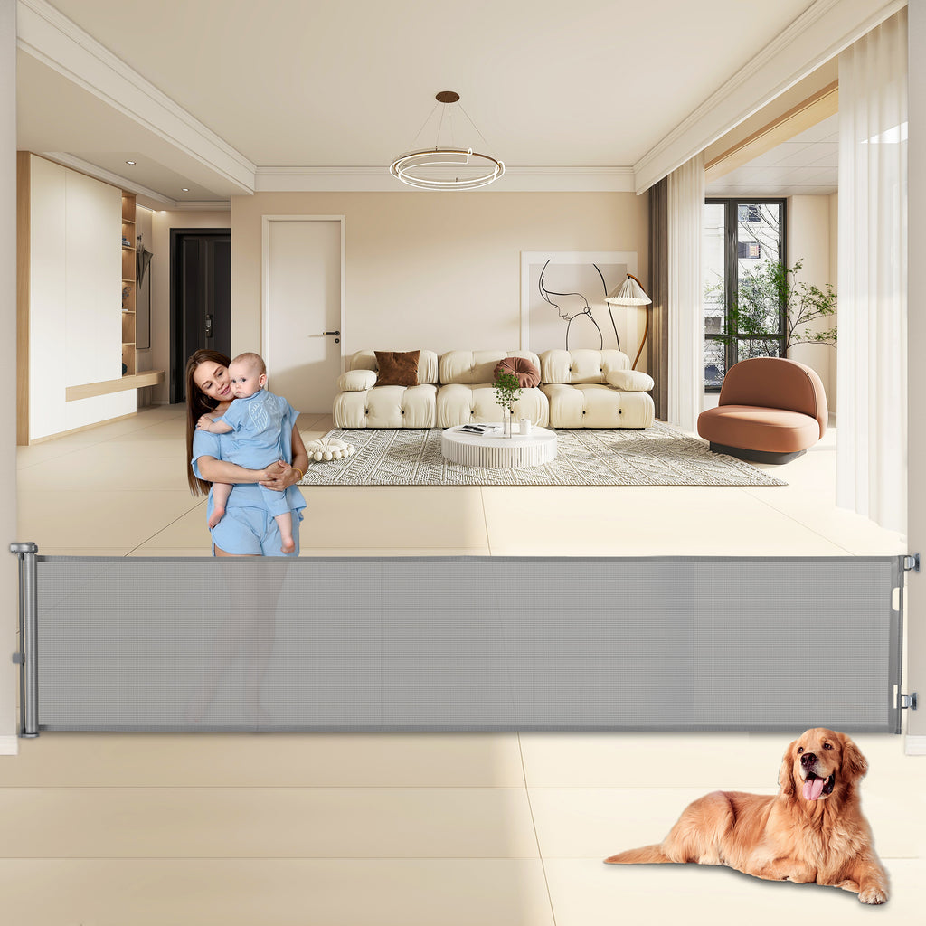 140 Inch Retractable Baby Gates, Extra Wide Baby Gates for Large Openi ...